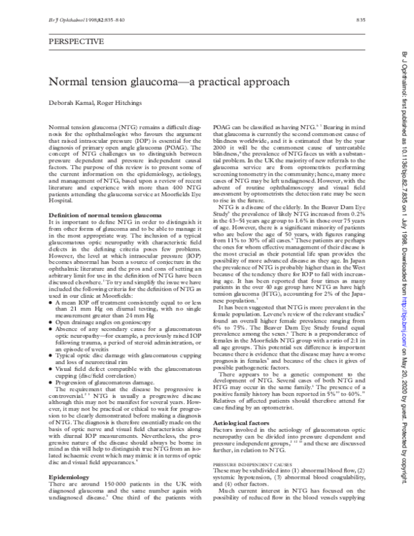 (PDF) Normal tension glaucoma---a practical approach | R. Hitchings ...
