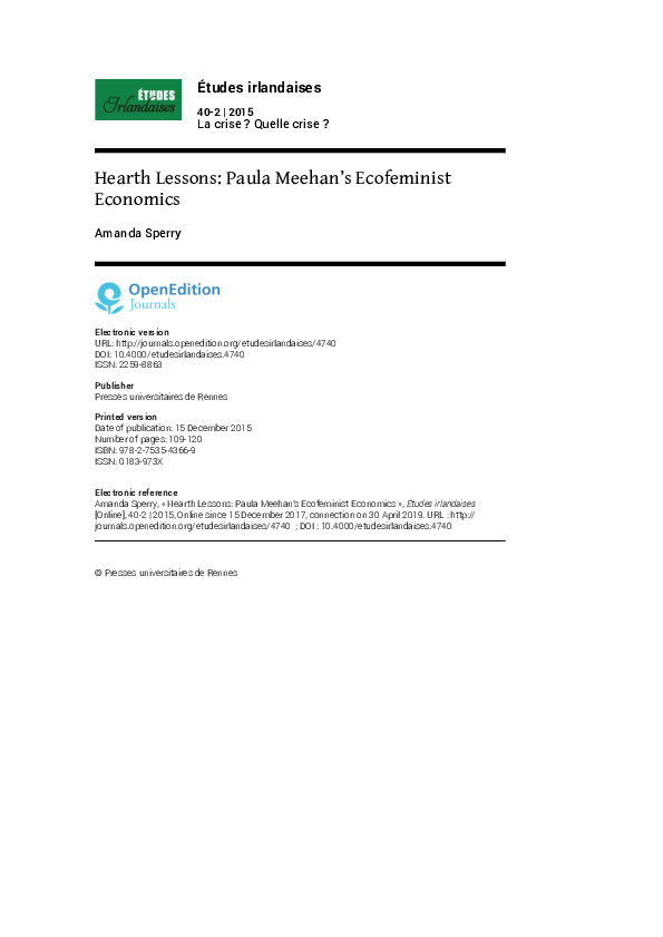 (PDF) Hearth Lessons: Paula Meehan’s Ecofeminist Economics