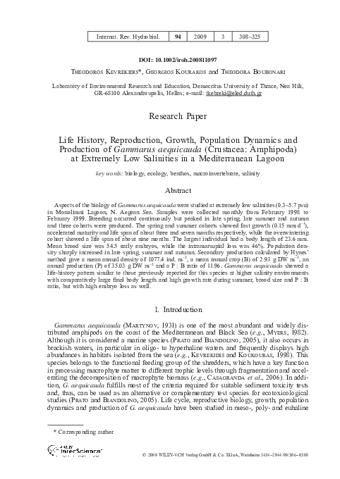 (PDF) Life History, Reproduction, Growth, Population Dynamics and ...