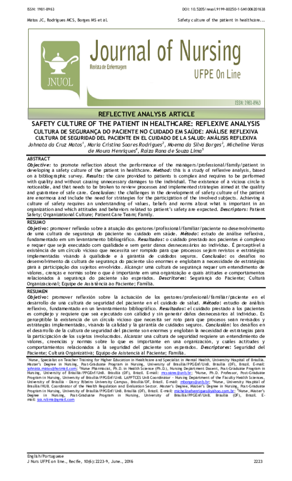 PDF Safety Culture Of The Patient In Healthcare Reflexive Analysis pdf-safety-culture-of-the-patient-in-healthcare-reflexive-analysis