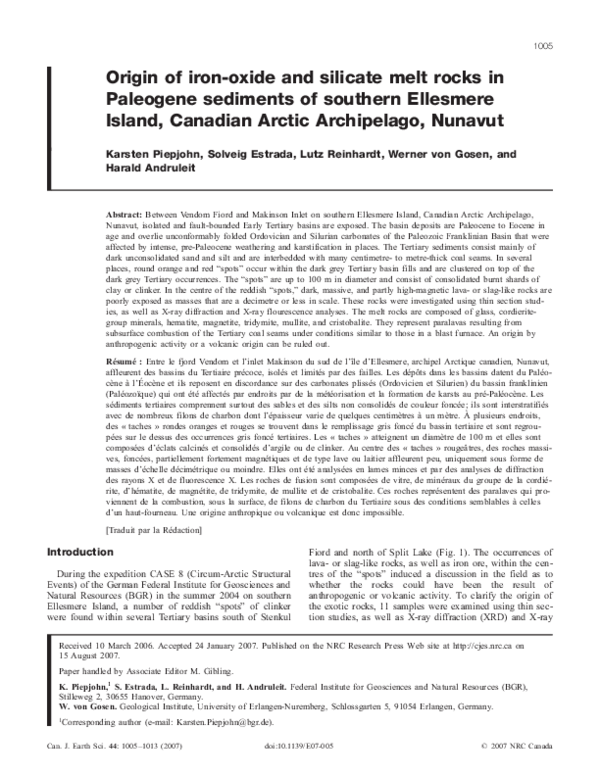 (PDF) Origin of iron-oxide and silicate melt rocks in Paleogene ...