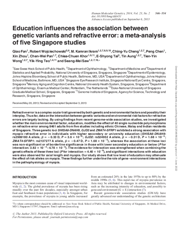 (PDF) Education influences the association between genetic variants and ...