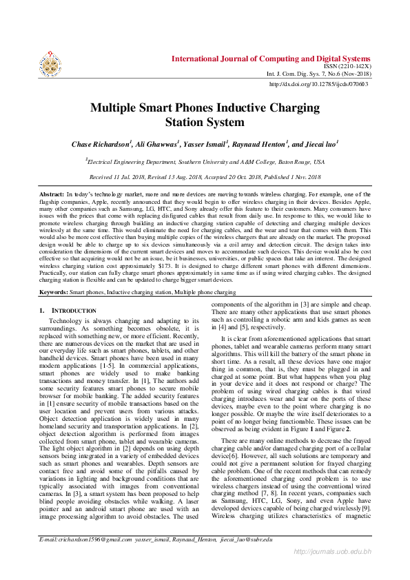 (PDF) Multiple Smart Phones Inductive Charging Station System