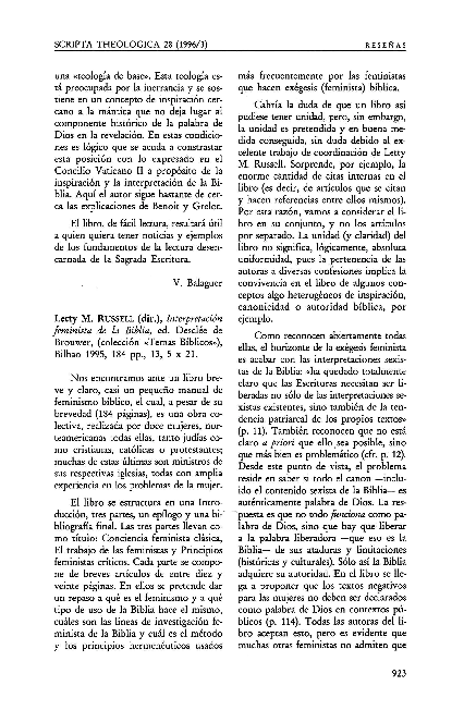 (PDF) Letty M. RUSSELL (dir.), Interpretación feminista de la Biblia ...