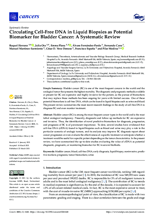 Pdf Circulating Cell Free Dna In Liquid Biopsies As Potential