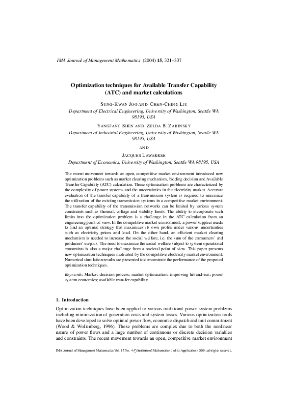(PDF) Optimization techniques for Available Transfer Capability (ATC ...
