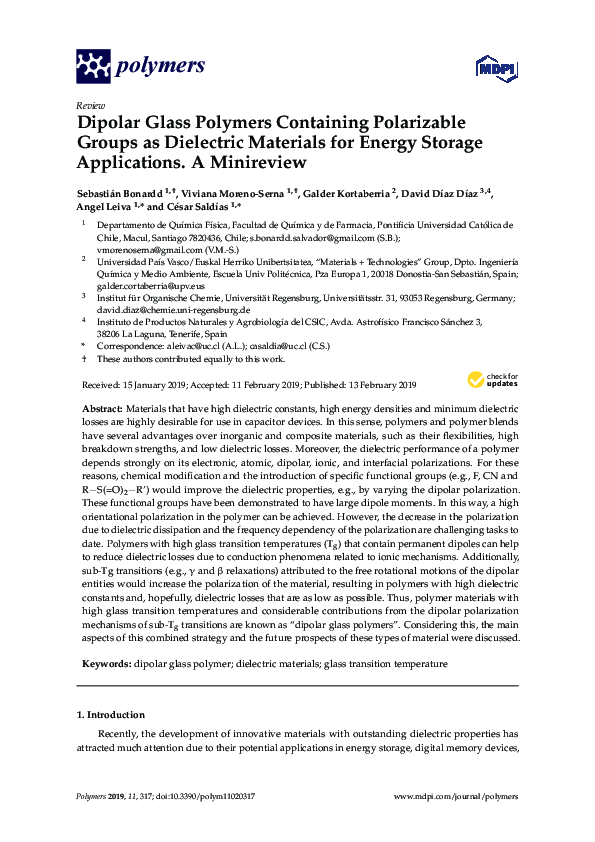 (PDF) Dipolar Glass Polymers Containing Polarizable Groups as ...