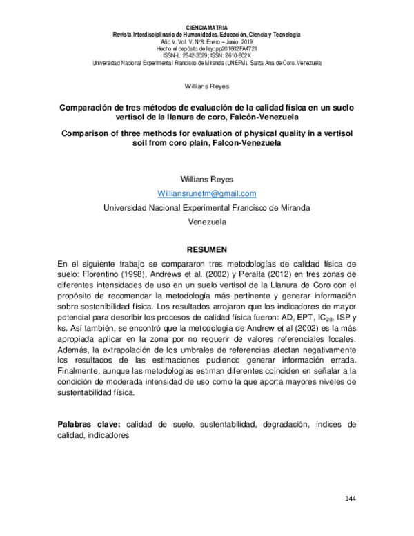 Pdf Comparación De Tres Métodos De Evaluación De La Calidad Física En