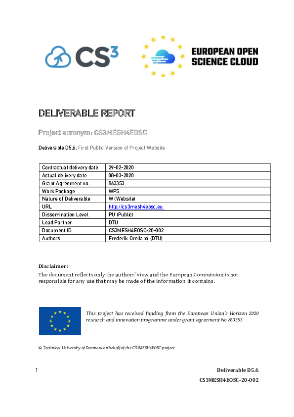 (PDF) D5.6: First Public Version of Project Website | Frederik Orellana ...