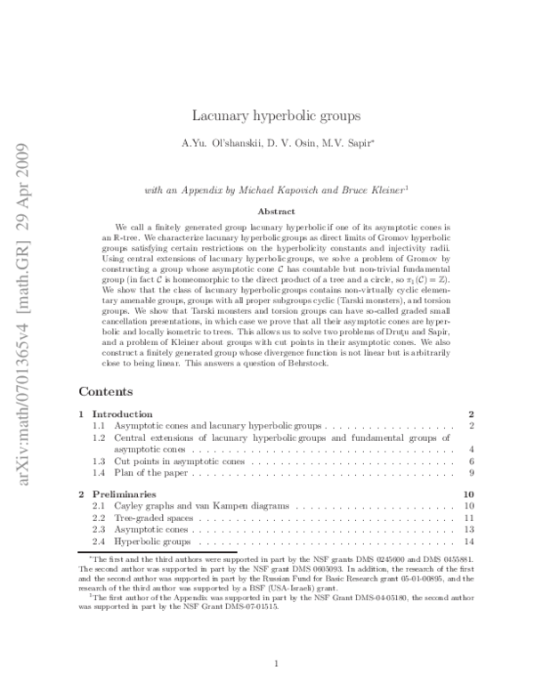 Pdf Lacunary Hyperbolic Groups