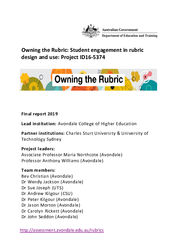 (PDF) Owning the Rubric: Student Engagement in Rubric Design, Use and ...