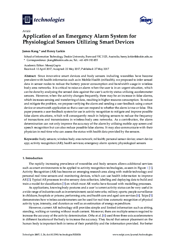 (PDF) Application of an Emergency Alarm System for Physiological ...