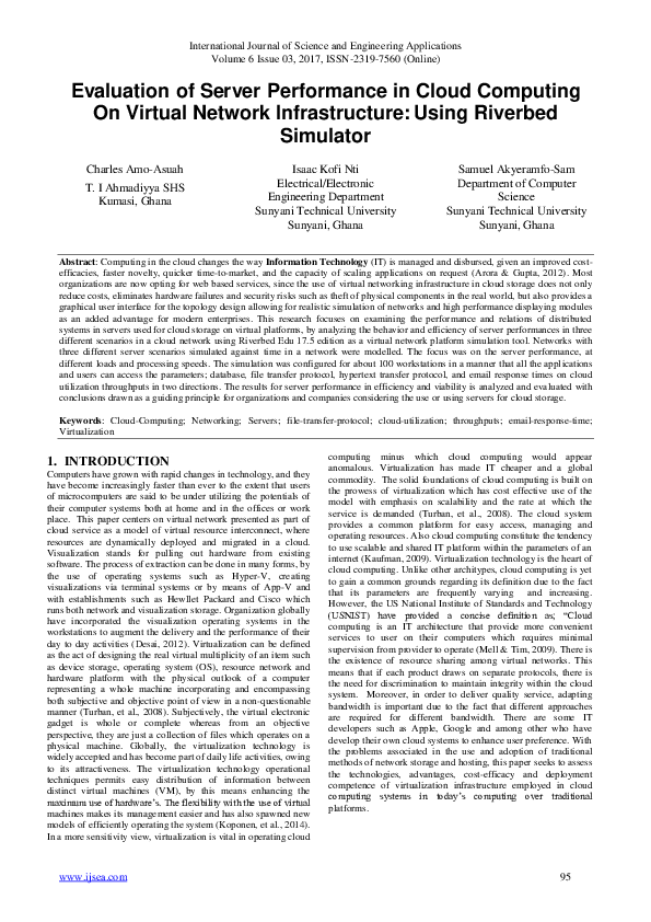 Pdf Evaluation Of Server Performance In Cloud Computing On Virtual Network Infrastructure