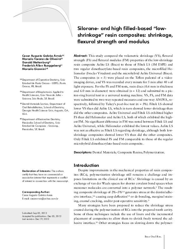 (PDF) Silorane- and high filled-based"low-shrinkage" resin composites ...