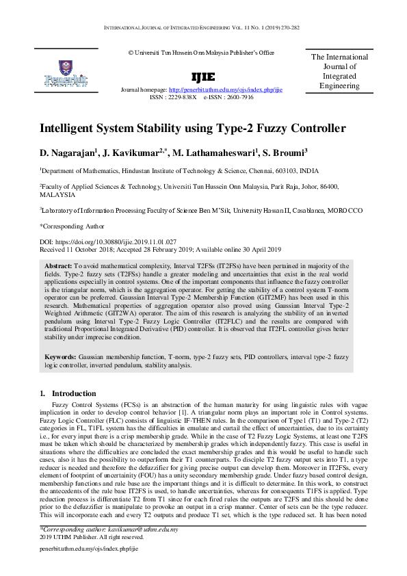 (PDF) Intelligent System Stability using Type-2 Fuzzy Controller