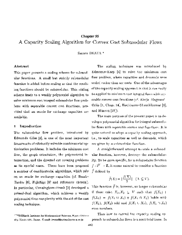 (PDF) A capacity scaling algorithm for convex cost submodular flows