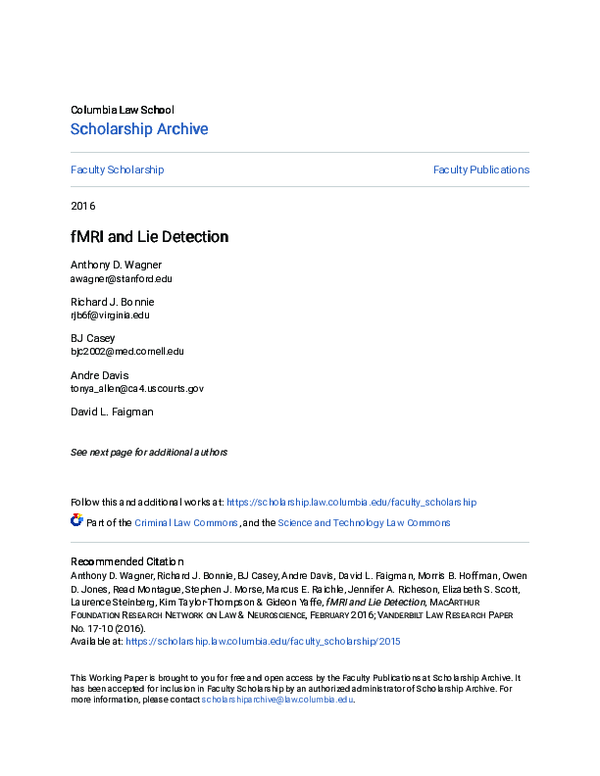 (PDF) fMRI and Lie Detection