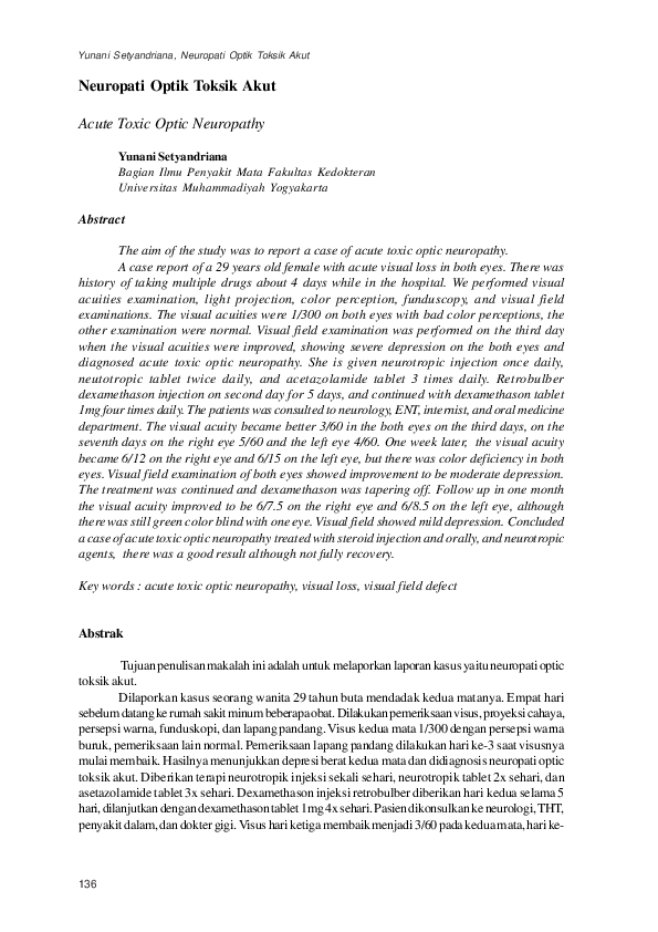 (PDF) Neuropati Optik Toksik Akut Acute Toxic Optic Neuropathy