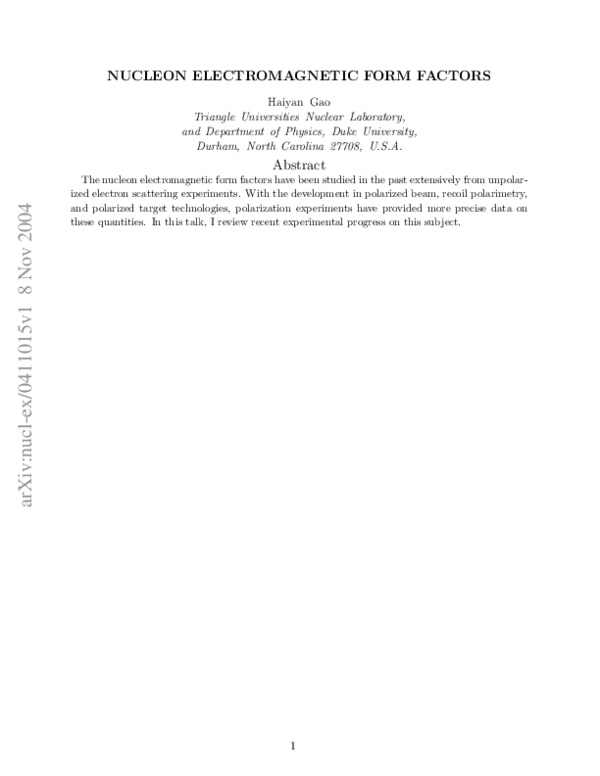 (PDF) Nucleon Electromagnetic Form Factors | Edward Brash - Academia.edu