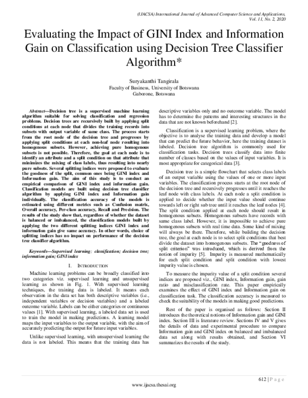 (PDF) Evaluating the Impact of GINI Index and Information Gain on ...
