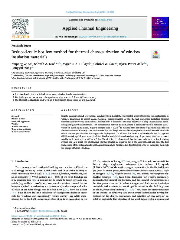 (PDF) Reduced-Scale Hot Box Method for Thermal Characterization of ...