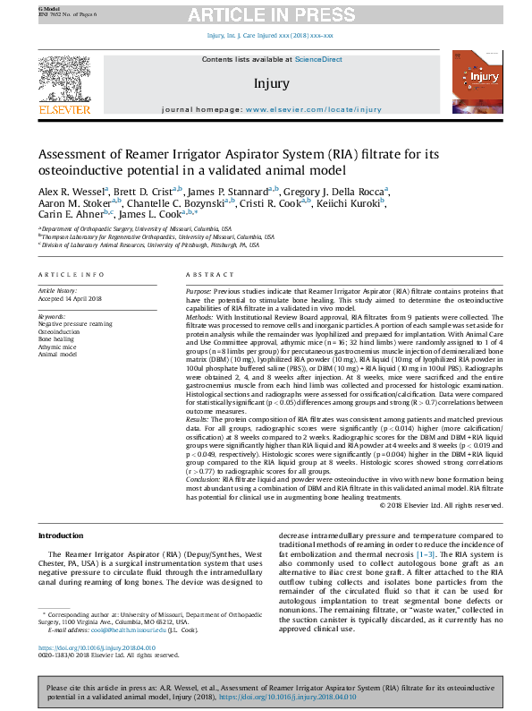 (PDF) Assessment of Reamer Irrigator Aspirator System (RIA) filtrate ...