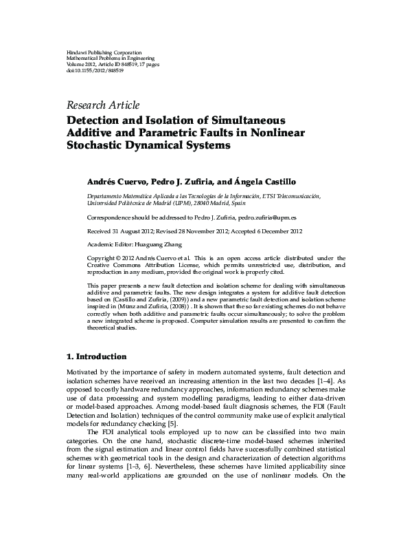Pdf Detection And Isolation Of Simultaneous Additive And Parametric
