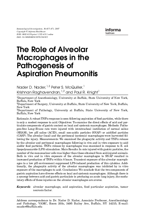 (PDF) The Role of Alveolar Macrophages in the Pathogenesis of ...