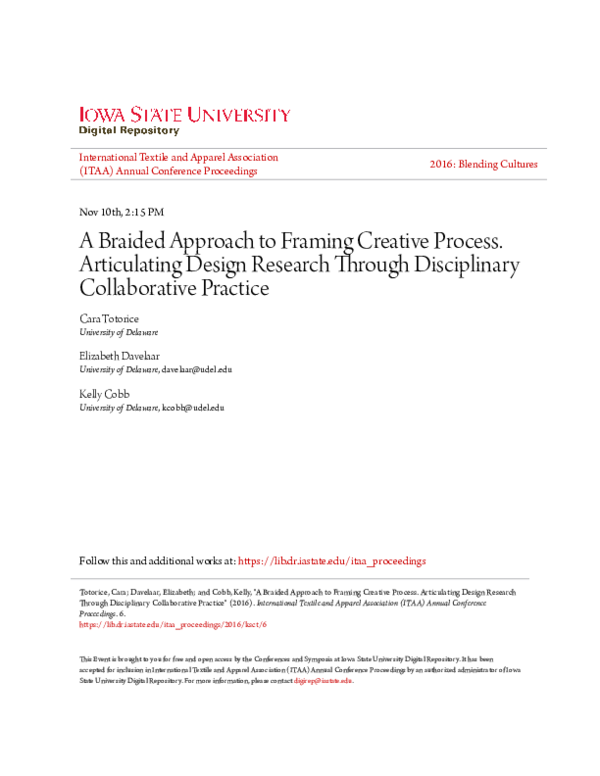 (PDF) A Braided Approach to Framing Creative Process. Articulating ...