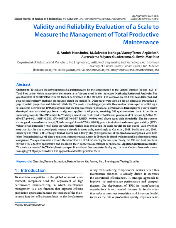 PDF Validity And Reliability Evaluation Of A Scale To Measure The Management Of Total pdf-validity-and-reliability-evaluation-of-a-scale-to-measure-the-management-of-total