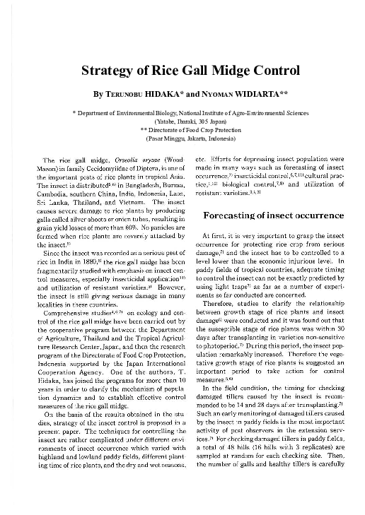 (PDF) Strategy of Rice Gall Midge Control