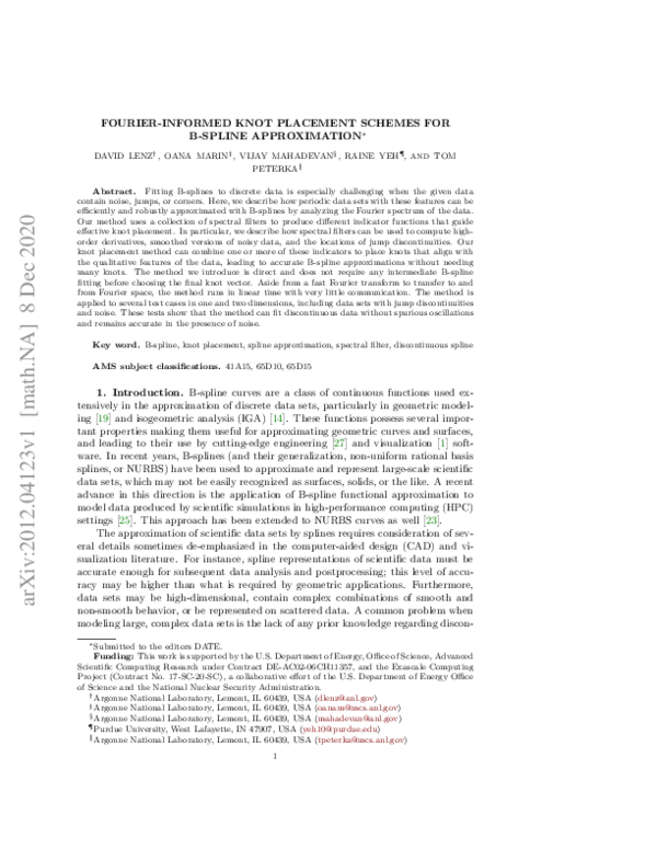 (PDF) Fourier-Informed Knot Placement Schemes for B-Spline Approximation (PDF) Fourier-Informed Knot Placement Schemes for B-Spline Approximation