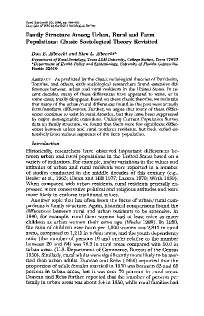 (PDF) Family Structure Among Urban, Rural and Farm Populations: Classic ...