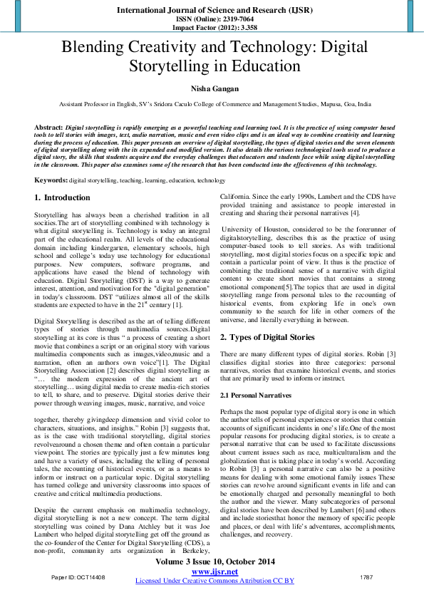 (PDF) Blending Creativity and Technology: Digital Storytelling in Education