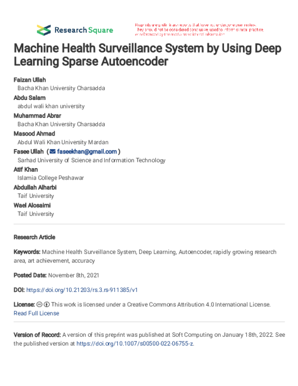 (PDF) Machine Health Surveillance System by Using Deep Learning Sparse ...