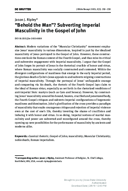(PDF) “Behold the Man”? Subverting Imperial Masculinity in the Gospel ...