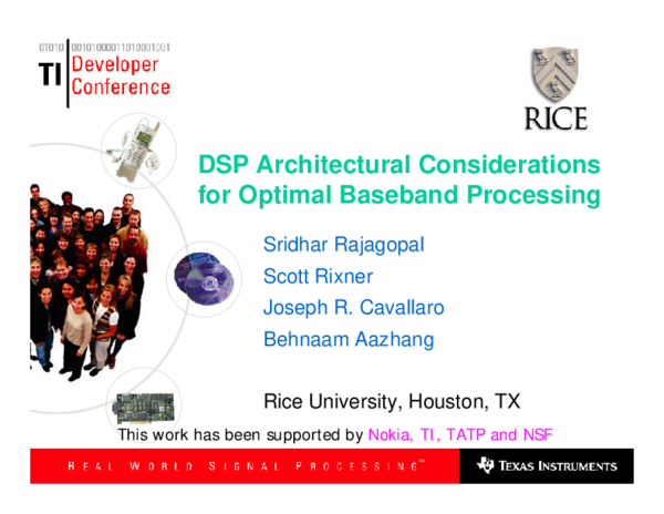 (PDF) DSP Architectural Considerations for Optimal Baseband Processing | Joseph R Cavallaro ...