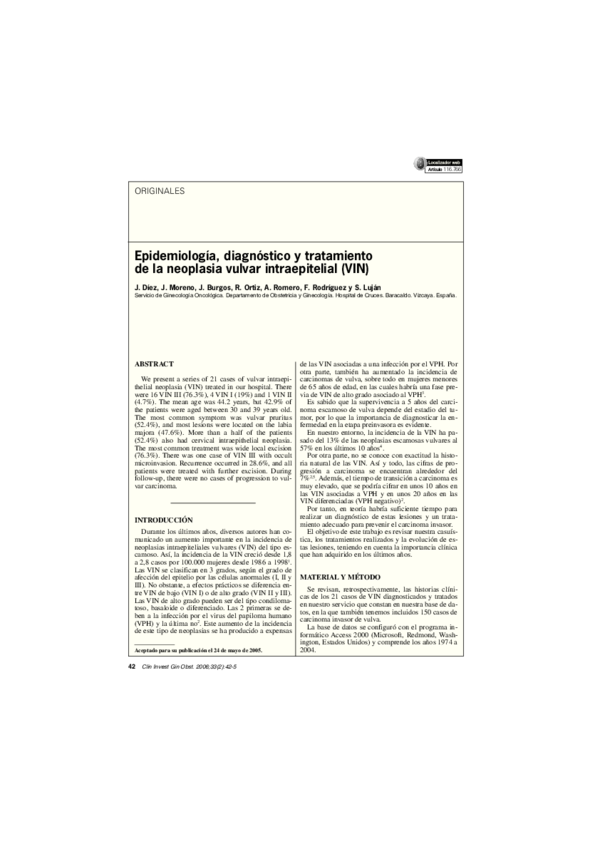 (PDF) Epidemiología, diagnóstico y tratamiento de la neoplasia vulvar ...