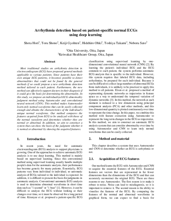(PDF) Arrhythmia detection based on patient-specific normal ECGs using ... (PDF) Arrhythmia detection based on patient-specific normal ECGs using ...