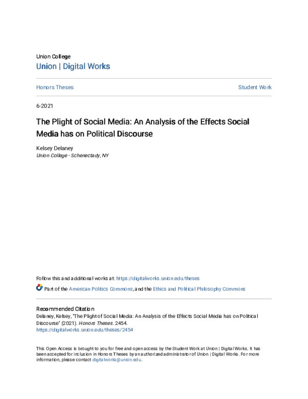 (PDF) The Plight of Social Media: An Analysis of the Effects Social ...