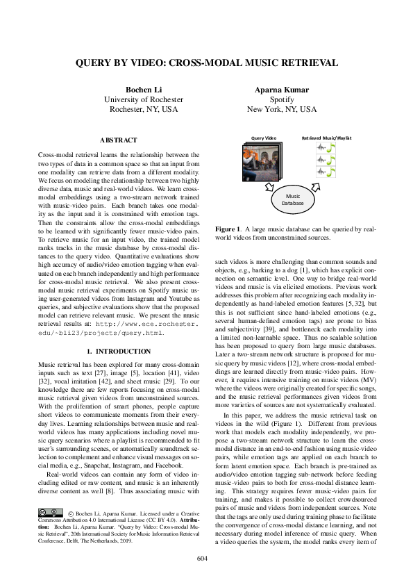 (PDF) Query by Video: Cross-modal Music Retrieval
