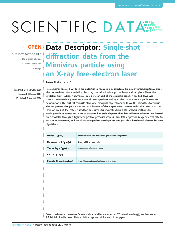 (PDF) Single-shot diffraction data from the Mimivirus particle using an ...