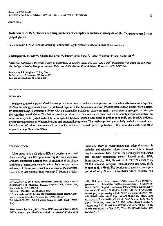 Pdf Isolation Of Cdna Clones Encoding Proteins Of Complex Structures Analysis Of The