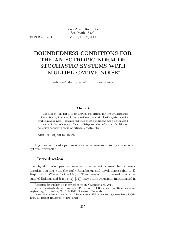 (PDF) Boundedness Conditions for the Anisotropic Norm of Stochastic Systems with Multiplicative ...