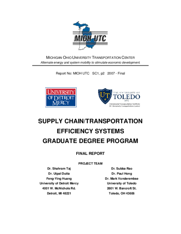 (PDF) Supply Chain/Transportation Efficiency Systems Graduate Degree ...