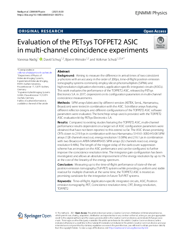 (PDF) Evaluation of the PETsys TOFPET2 ASIC in multi-channel coincidence experiments
