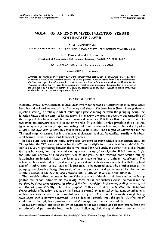 (PDF) Model of an end-pumped, injection seeded solid-state laser