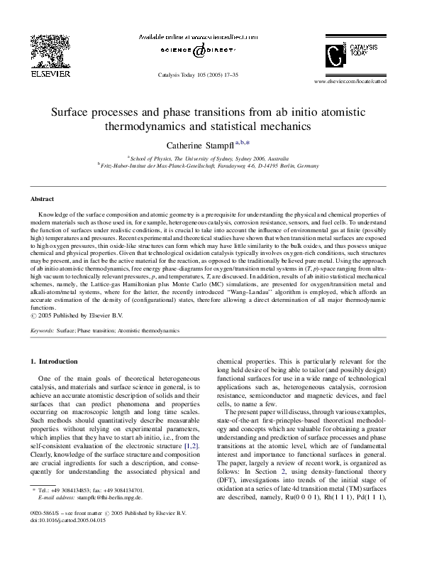 Pdf Surface Processes And Phase Transitions From Ab Initio Atomistic