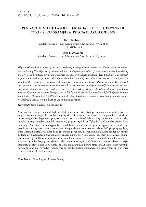 (PDF) Pengaruh Store Layout Terhadap Impulse Buying DI Toko Buku ...