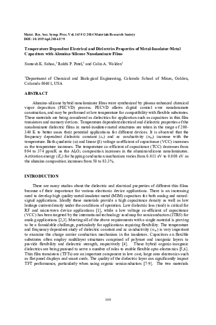 (PDF) Temperature dependent electrical and dielectric properties of Sn/p-Si metal–semiconductor ...
